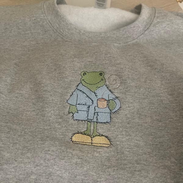 Embroidered Frog Crewneck L Comfy Frog Sweatshirt - Etsy