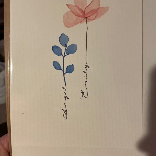 Family Watercolour Flower Stem Print - Etsy