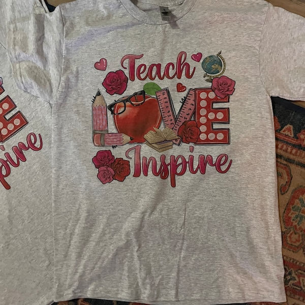 Teach Love Inspire Png Sublimation Design Download, Valentine's Day Png ...