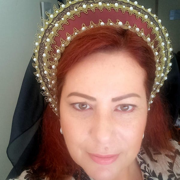 Jacquard French Hood Anne Boleyn Renaissance Hat Tudor - Etsy