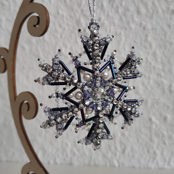 Crystal Snowflake Beading Tutorials – 2 in 1 Tutorial Package – 2 PDF Patterns by Elena ...