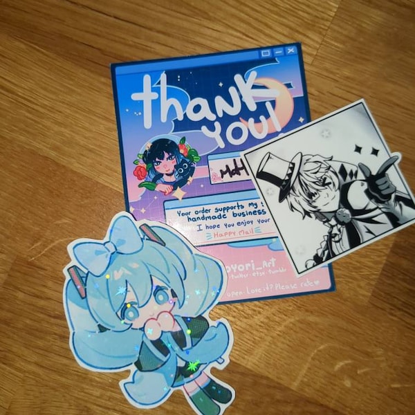 Cute Hatsune Miku Cinnamon Roll Chibi Star Holographic Sticker ...