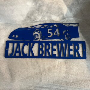 Race Car Custom Name Metal Sign, Race Car Sign, Dirt Track Racing Sign ...
