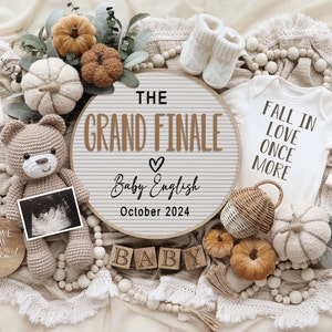 Fall Baby Girl Gender Reveal Digital Announcement, Autumn Baby Girl ...