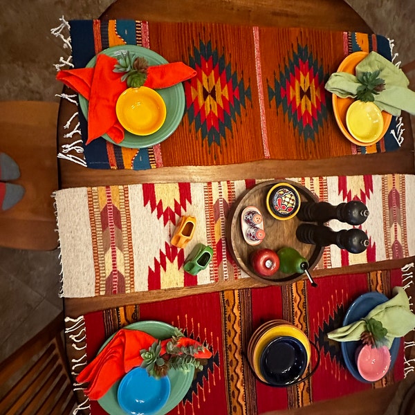 Zapotec Southwest Wool Table Runner / Wall Tapestry Measuring 48 X 16 ...