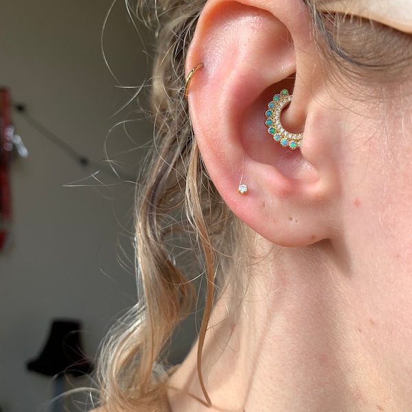 14k Gold Daith Piercing ,septum,blue Opal Clicker Ring..16g..8mm(5/16 ...