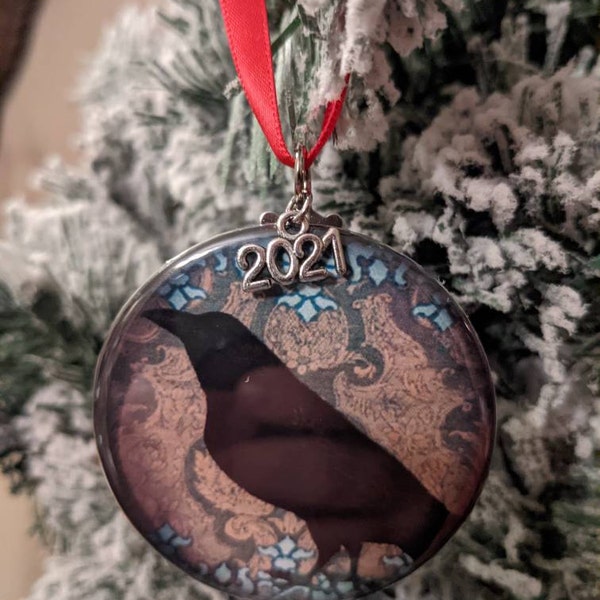 Damask Crow Raven Christmas Ornament -vict - Etsy