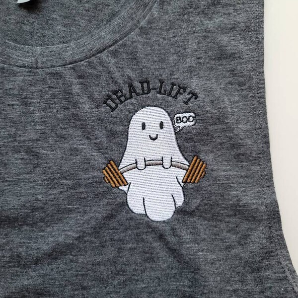 Dead Lift Embroidery Design, Gym Ghost Halloween Embroidery Design ...