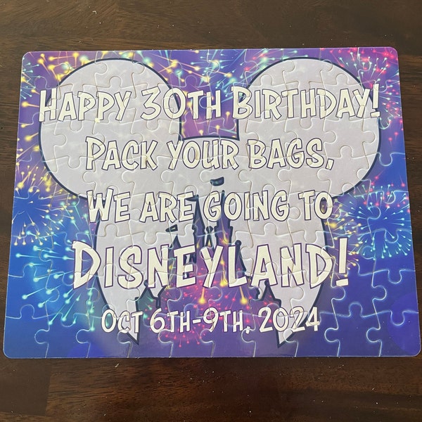 Surprise Disney Trip Reveal Puzzle, Disney Vacation Announcement Puzzle ...