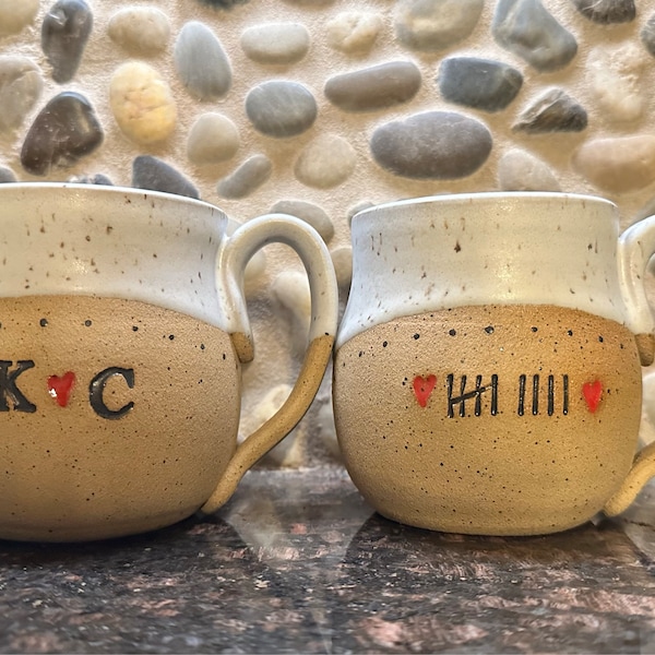 Personalized Pottery Mug: Handmade Ceramic Mug With Monogram & Date - Etsy