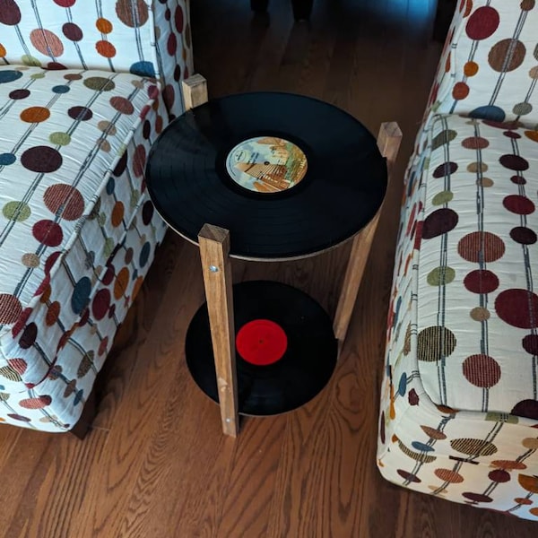Record Table, Two Shelf LP Retro Record Side Table, Plant Stand - Etsy
