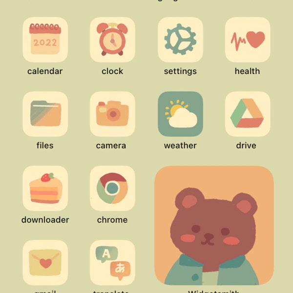 Cute Retro Hand Drawn Ios & Android App Icons | Home Screen Set ...