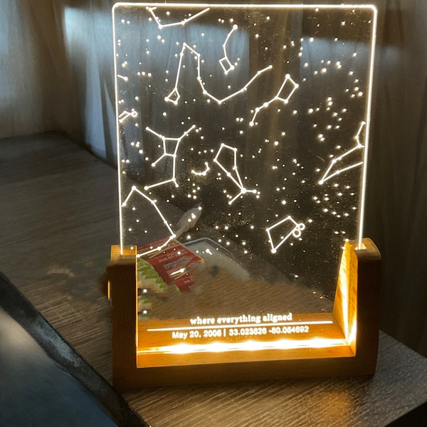 Personalized Constellation Chart Lamp Gift Star Map on Night Light Gift ...