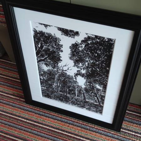 Sunburst Original Lino Print/black and White/a4 Linocut/woodland Block ...