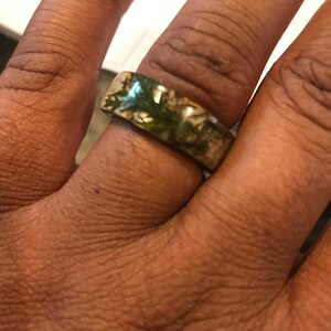 WOOD RING Mens minimalist ring Man Wedding band Silver ring | Etsy