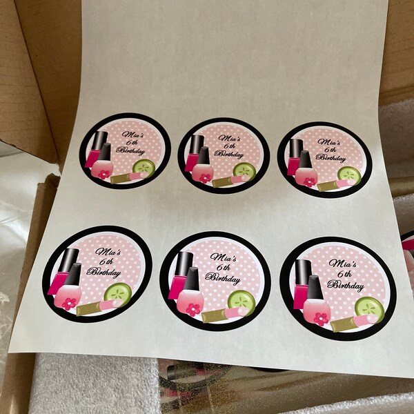 Spa Party Favor Stickers, Spa Party Goody Bag Stickers, Spa Party Favor ...