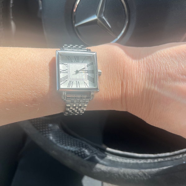 Woman Wrist Watch, Silver Colour Watch, Roman Numeral Dial, Rectangle ...