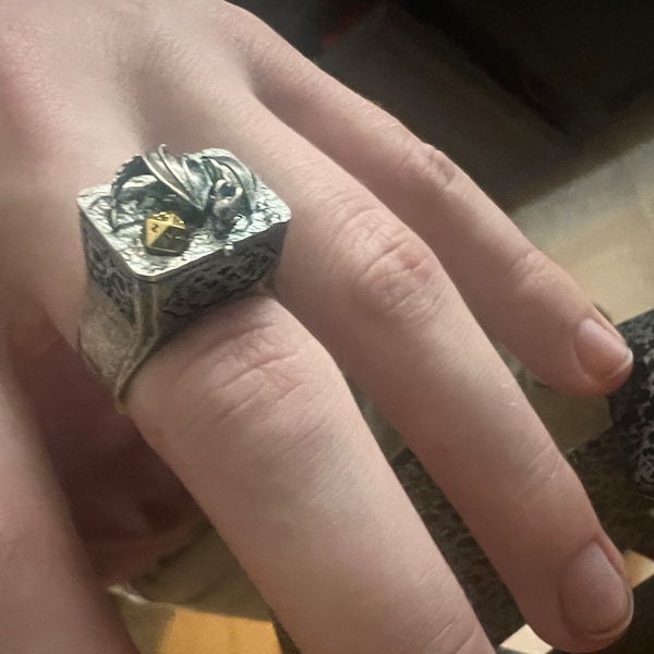 Dragon Ring Box and Mini Dice Set for DND Custom Engraved Text Ring D20 ...
