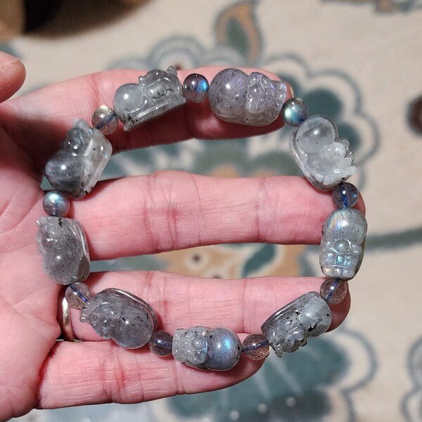 High Quality Flashy Skeletal Moonstone Crystal Bracelet 11 Mm - Etsy