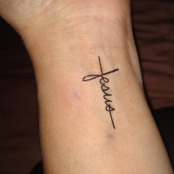 Tiny Jesus Cross (set of 2) - Jesus Cross Temporary Tattoo / Small ...