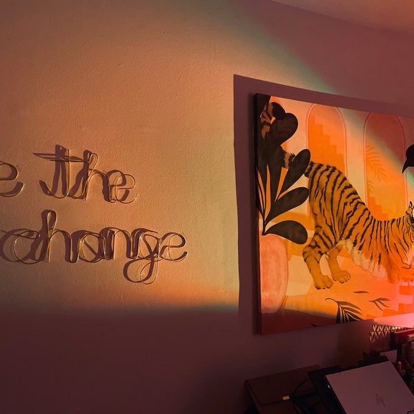 Be the Change Sign, Motivational Signs, Word Wall Art, Gold Wire Words ...