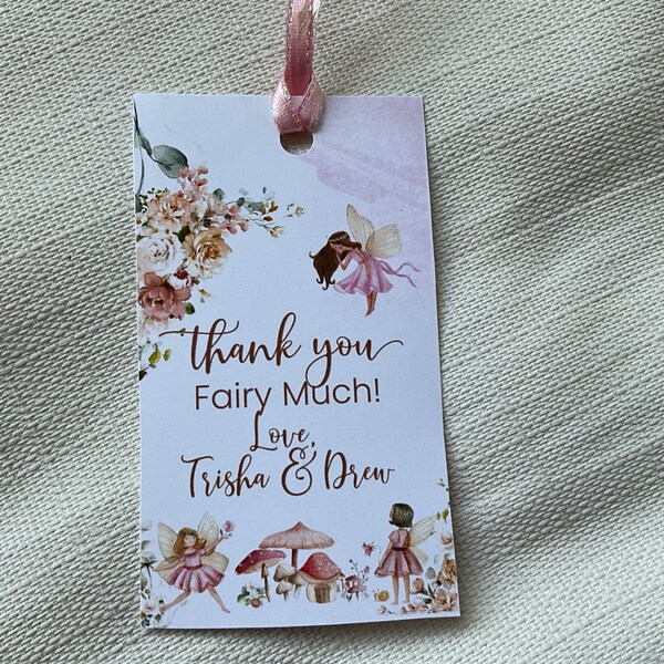 EDITABLE Fairy Favor Tags Girl Fairies 1st Birthday Thank You Garden ...