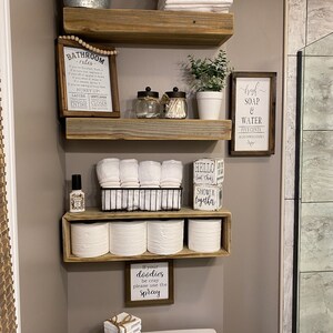 Please Seat Yourself Bathroom Farmhouse Wooden Mini Bookstack - Etsy