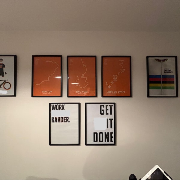 Alpe Du Zwift Cycling Route Map Poster - Personalisation & Colour ...