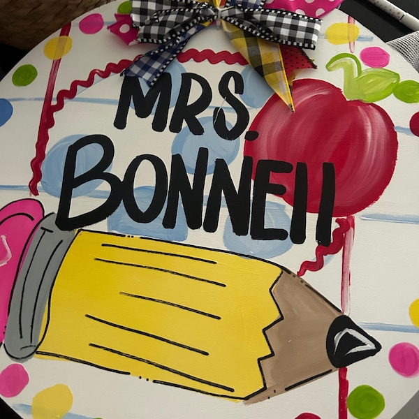 Welcome Teacher Classroom Pencil Bow Coquette Door Hanger - Etsy