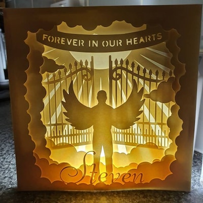 Customizable Memorial Shadow Box Svg Cricut, Layered Angel Shadowbox ...