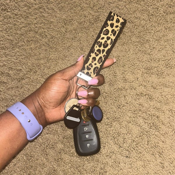 Blue Print Floral Key Fob Fabric Key Fob Navy Key Fob Blue Flower Key ...