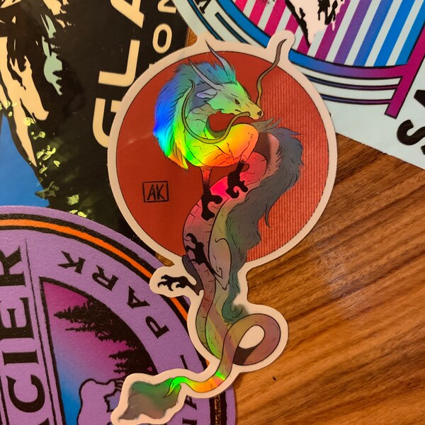 Holographic Haku Sticker, Anime Sticker, Japanese Dragon Stationery - Etsy