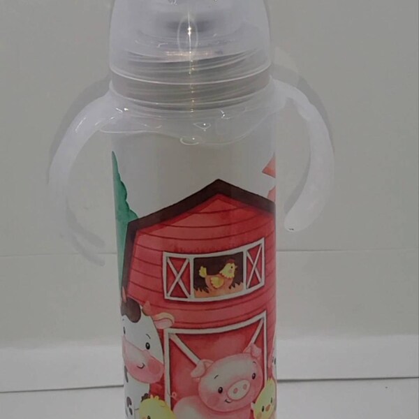 Farm Animals 8oz Baby Bottle Sublimation Design, Kids, Barnyard Baby ...
