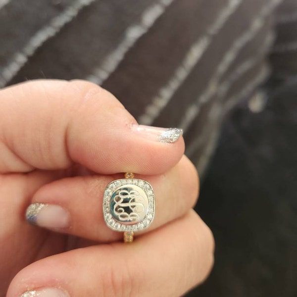 Sterling Silver Monogram Stackable Ring, Sterling Silver Stackable Rings, Sterling Silver Mahy ...