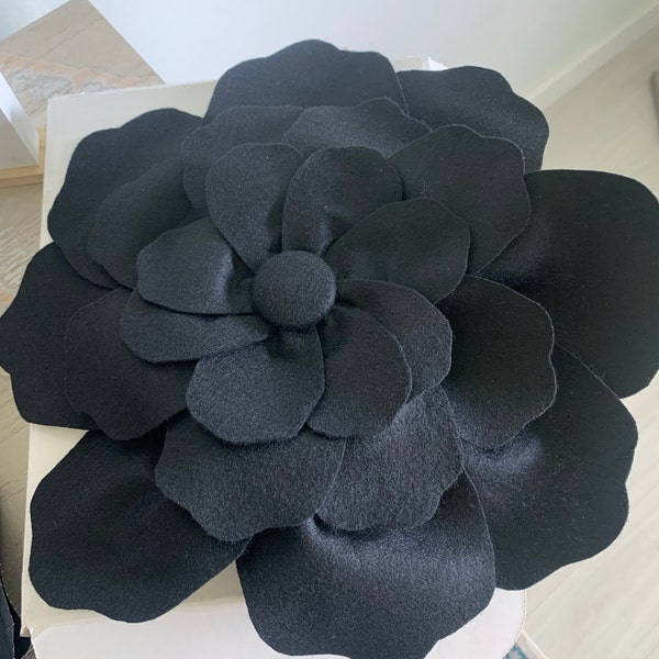 Large Black Flower Brooch Black Flower Hair Clip Flower Pin Brooch ...