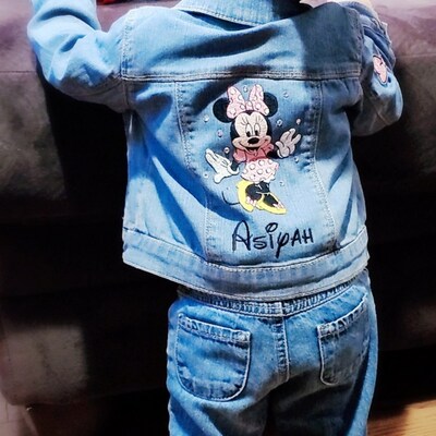 Girls Pink Embroidered Disney Jacket With Swarovski Crystals, Minnie ...