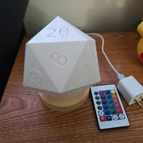D20 Dice Lamp: 3D Printed Dungeons and Dragons Accent Light - Etsy