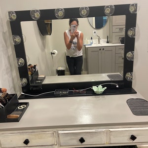 Gold Glitter Vanity Mirror With Lights 32 X 28 | Etsy