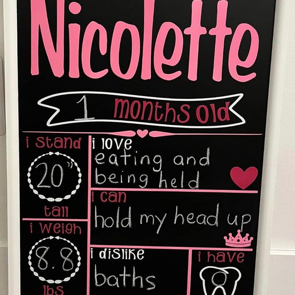 Monthly Baby Chalkboard - Milestone Chalkboard - Baby Shower Gift ...