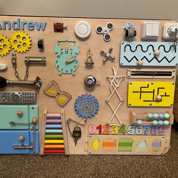 Personalized Busy Board With Chalk Board, Panel for Drawing With ...