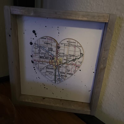 Wichita Heart Sign, Heart Map Sign, Wichita KS Sign, Wichita Gift ...