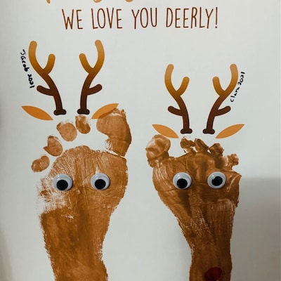 Christmas Footprint Reindeer / Xmas Art Craft / Baby Kids Toddler Foot ...