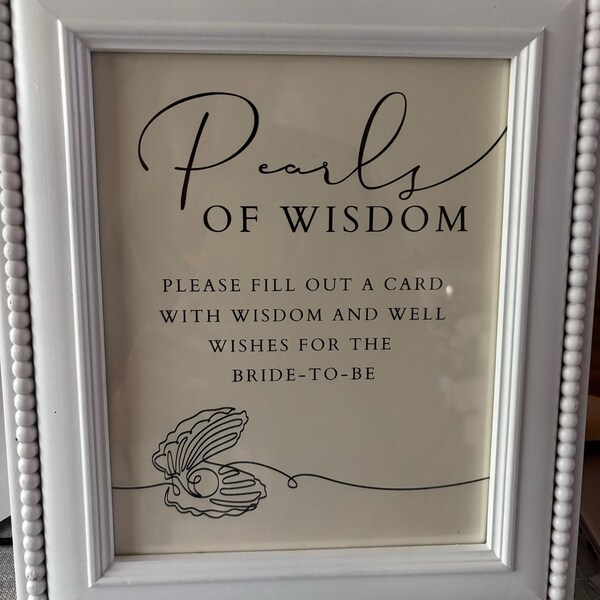 Pearls of Wisdom Bridal Shower Game | Printable Advice Cards | Wedding ...