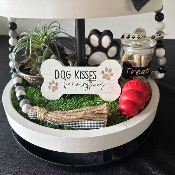 Dog Tiered Tray Decor, Dog Lover Decor, Mini Treat Jar, Tiered Tray ...