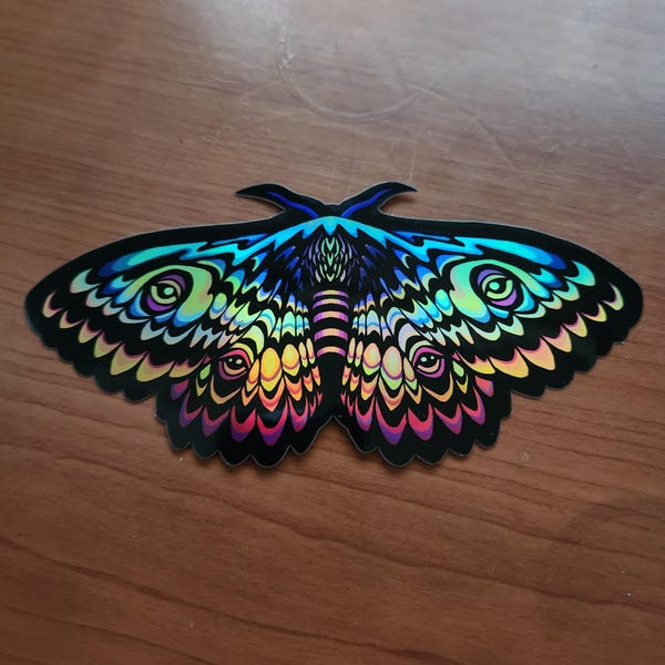 Holographic Moth - Psychedelic Sticker - Laptop Sticker - Car Sticker ...