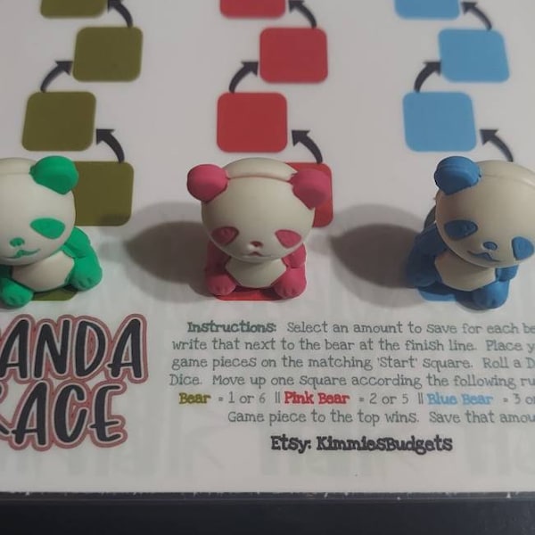 Panda Race | 3 Panda Bear Game Pieces | Savings Challenge Game ...