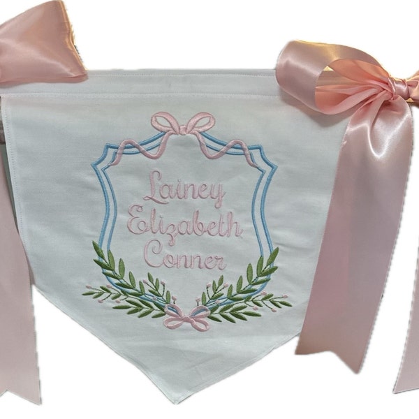 Bows and Branches Monogram Baby Floral Double Crest Stitch Machine ...