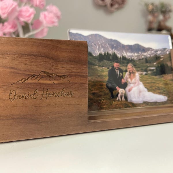 Custom Desk Name Plate With Wooden Base - Lighted Name Sign, Office ...