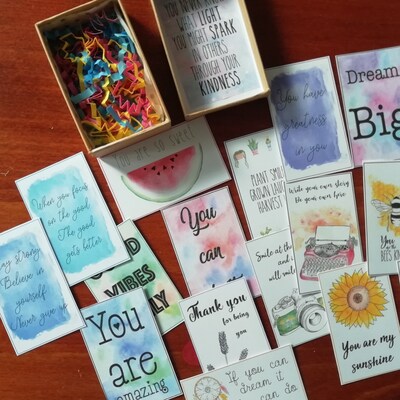 Inspirational Positive Message Cards Box Set of 12. Positivity Cards ...
