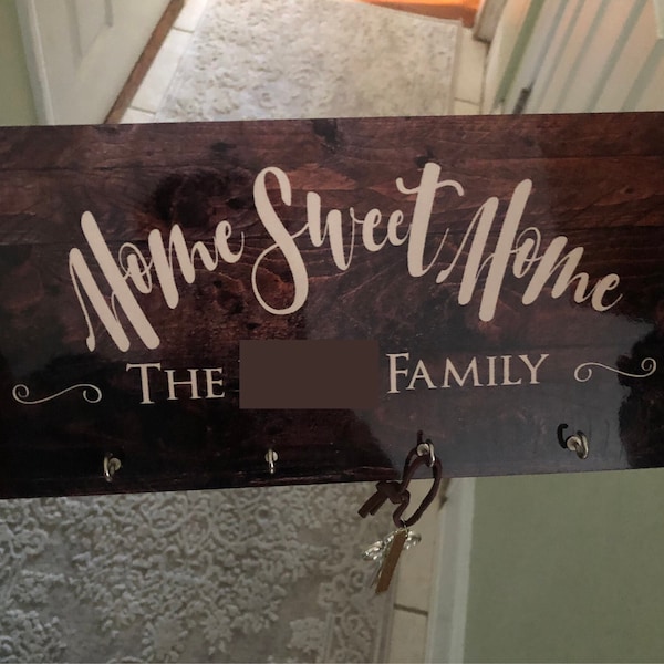 Personalized Key Holder for Wall, Housewarming Gifts for Couple W/ Last ...